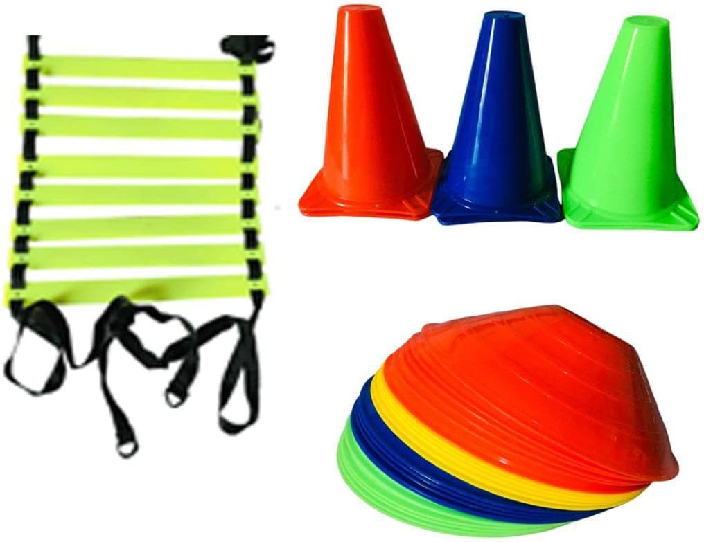 Plastic Football Training Kit Combo of 4 Mtr Ladder, 10 Soccer Cone 6 ...