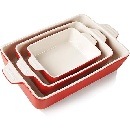 Amazon.com: Bakeware Set, Krokori Rectangular Baking Pan Ceramic Glaze ...