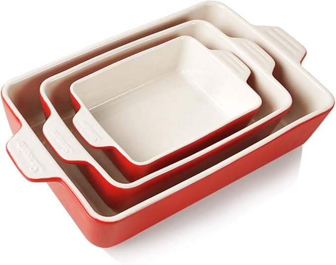 Amazon.com: Sweejar Ceramic Bakeware Set, Rectangular Baking Dish for ...