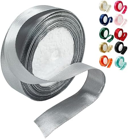Amazon.com: Qjaiune Silver Gray Satin Ribbon 1 Inch x 25 Yards Ribbon ...