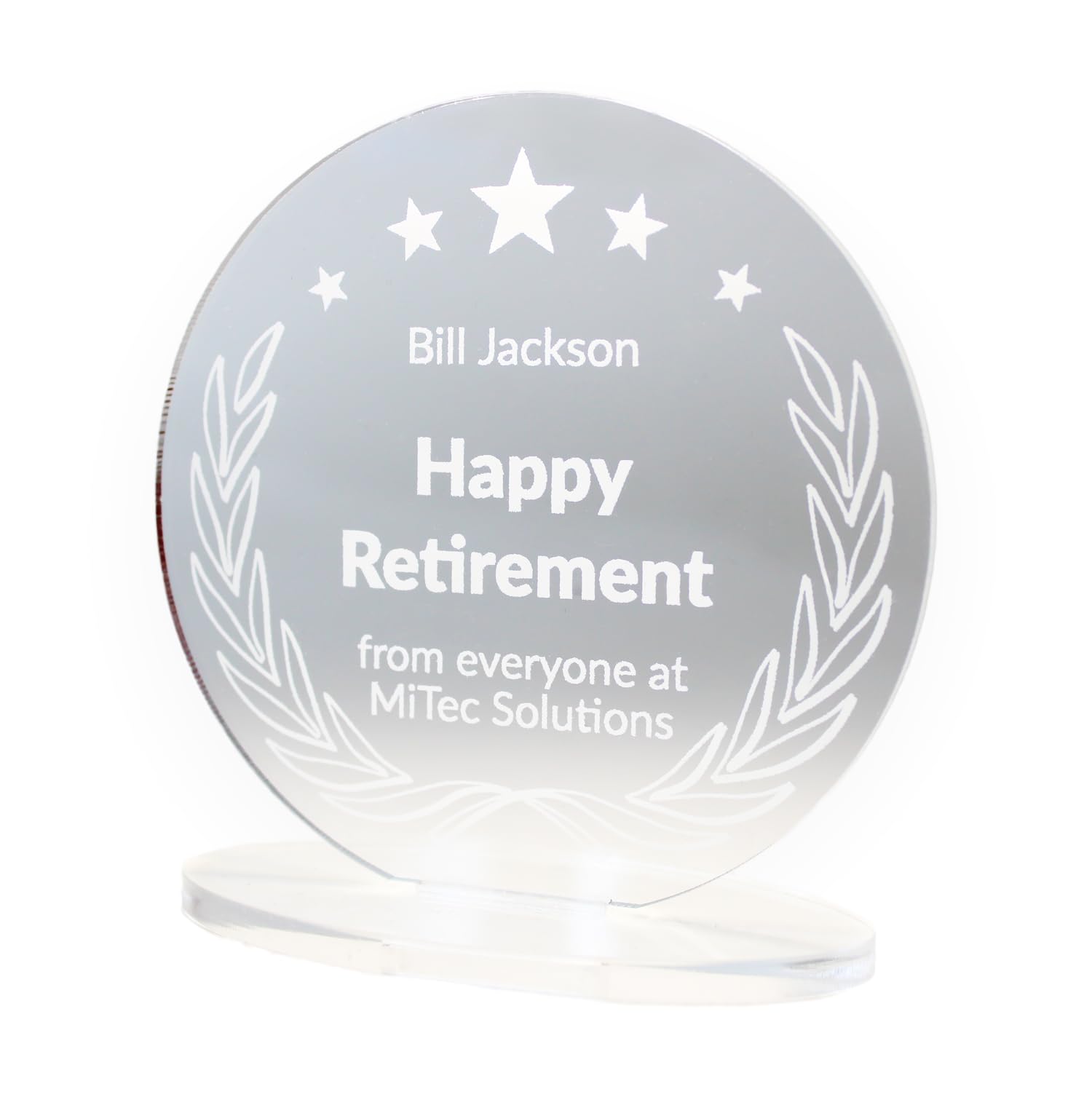 1 Personalised Customised Circular Acrylic Trophy Plaque Ornament Award ...