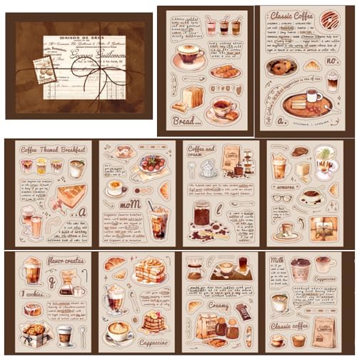 Alideco 20pcs Scrapbook Stickers Vintage Coffee Gourmet Sticker Book ...