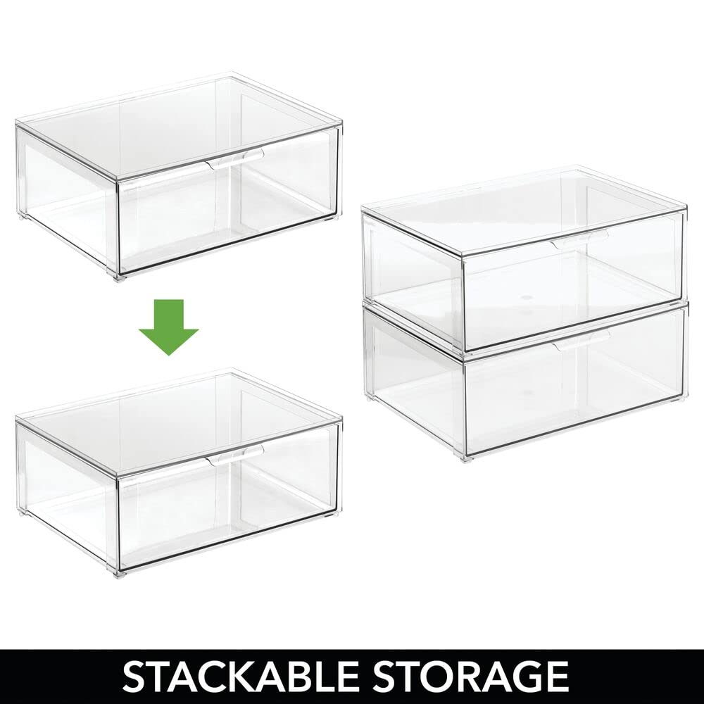 mDesign Plastic Stackable Cosmetic Storage, Large Makeup Organizer ...