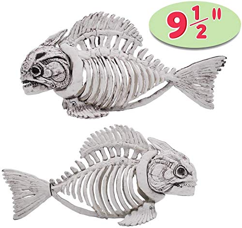 Halloween Decoration 2 PCs 9.5” Pose-N-Stay Fish Skeleton Plastic Bones ...