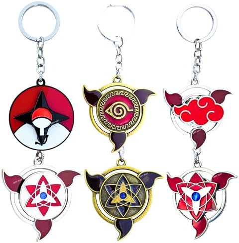 Naruto Pack of 6 Mangekyou Red Eye Of Sharingan Rotating Spinning Metal ...