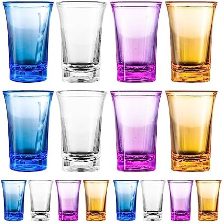 Amazon.com | senylanhxy 16-Piece Unbreakable Multicolor Shot Glass Set ...