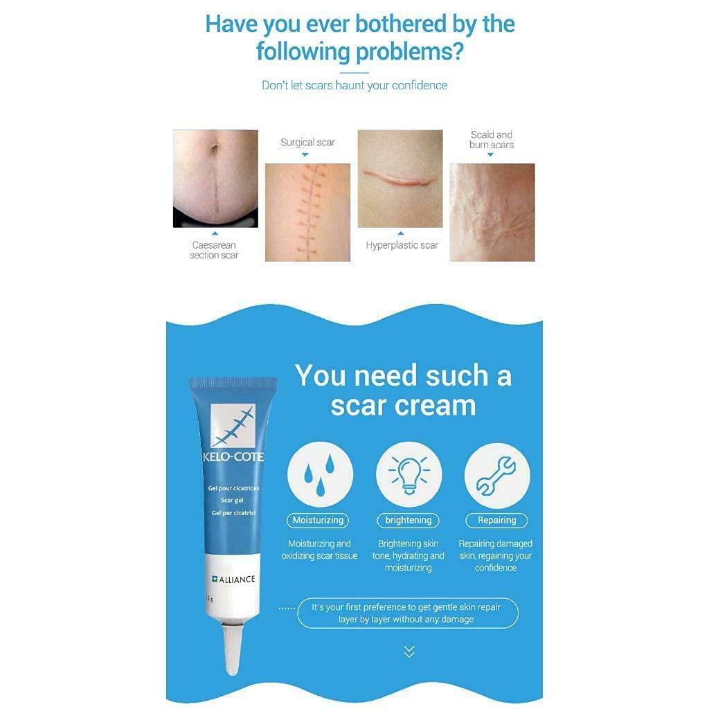 Buy 2 Pack Kelo-cotee Scars Gel 15 Gram, Relieves itching and Pain, Fit ...