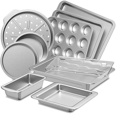Amazon.com: HONGBAKE Bakeware Sets, Baking Pans Set, Nonstick Oven Pan ...