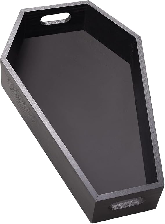 Amazon.com: Wood Coffin Tray -Spooky Gothic Home Decor-Black Wooden ...