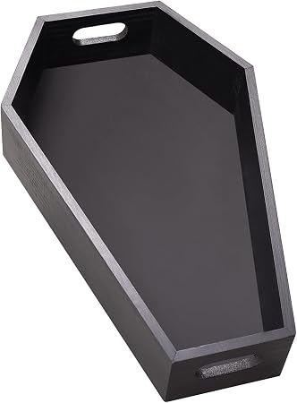 Amazon.com: Wood Coffin Tray -Spooky Gothic Home Decor-Black Wooden ...