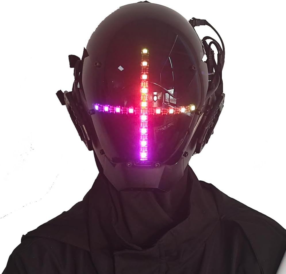 Amazon.com: KYEDAY Punk Mask Cosplay for Men, Multicolor LED Light Mask ...