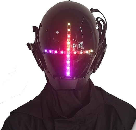 Amazon.com: KYEDAY Punk Mask Cosplay for Men, Multicolor LED Light Mask ...