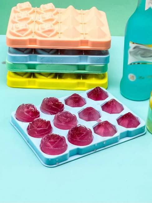 Buy Majik Silicone Rose and Diamond Ice Cube Mold with Covers for ...