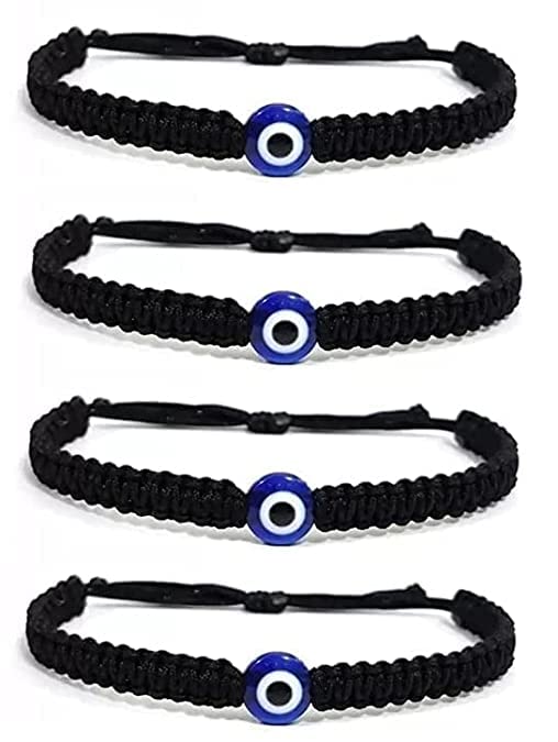 SUSVIJ Handmade Nazar Evil Eye Charms Black Thread Bracelet Adjustable ...