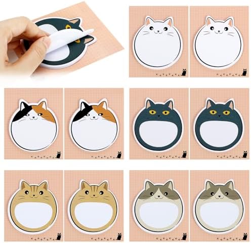 Amazon.com : 4 Packs Cat Sticky Notes, Kawaii Self-Stick Note Pads ...