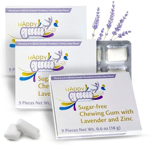 Amazon.com : Happygum Chewing Gum Sugar Free with Lavender and Zinc, A ...