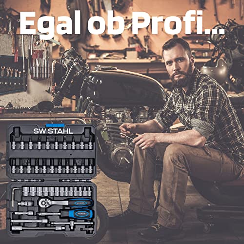 SW-Stahl 07748L Socket Spanner Set 1/4 Inch Hexagonal I Tool Box 48 ...