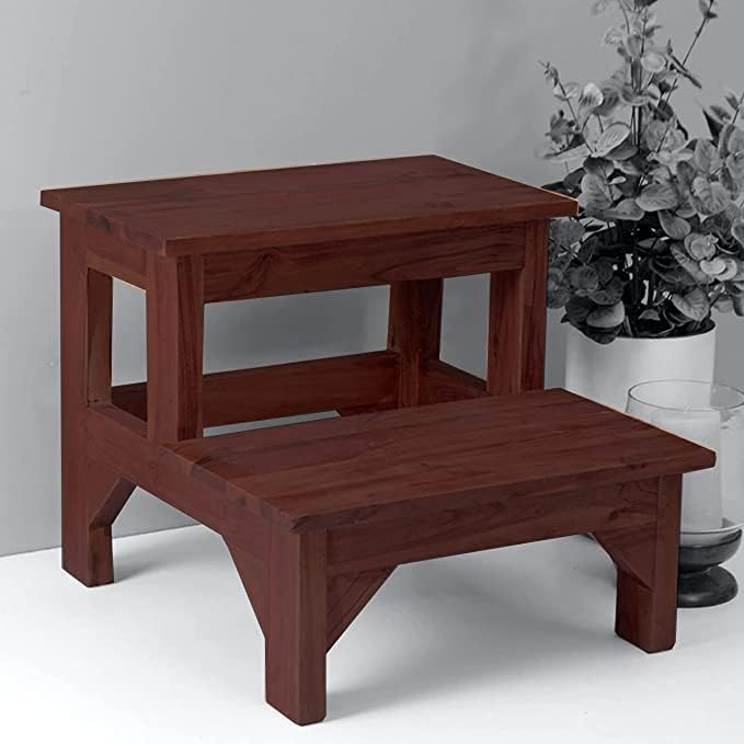 ONIJA Wooden 2 Step Stool for Kitchen | Foot Rest Stool for Living Room ...