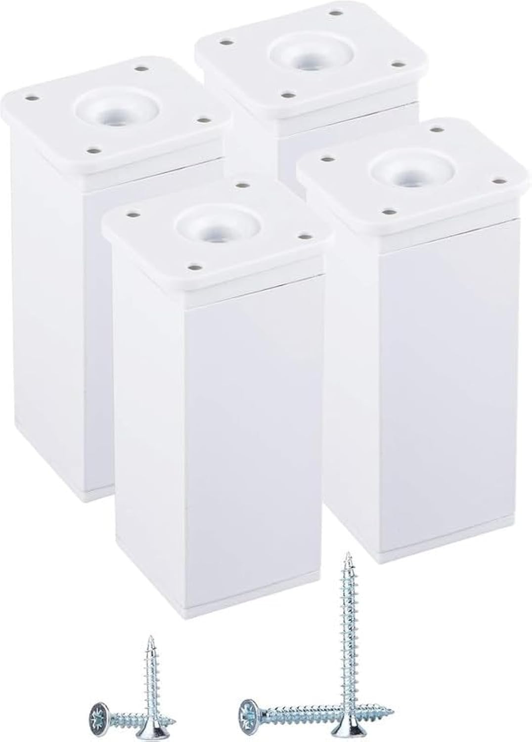Amazon.com: Generic (Pack of 4) White Height Adjustable Furniture Legs ...