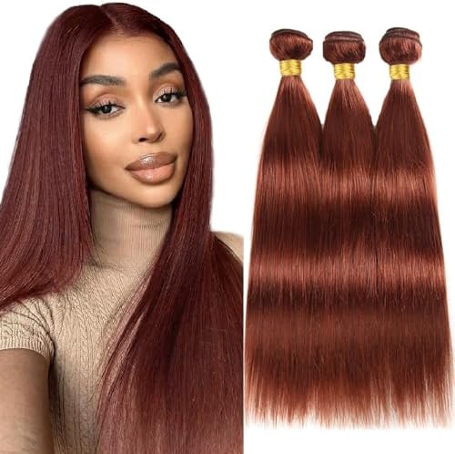 Amazon.com : 22 24 26 Inch Color 33 Bundles Reddish Brown Straight ...