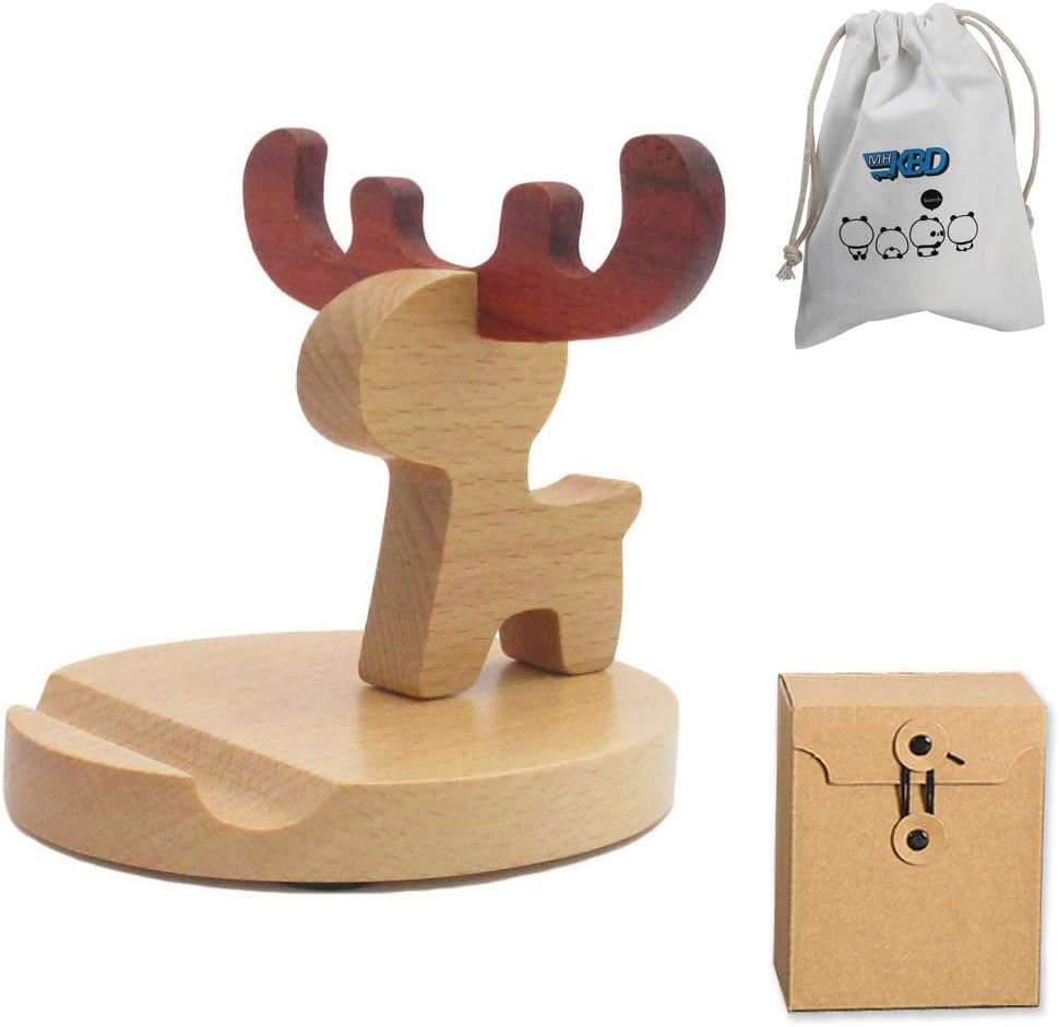 Amazon.com: MHKBD Cute Cell Phone Stand with Canvas Bag, Wooden Phone ...