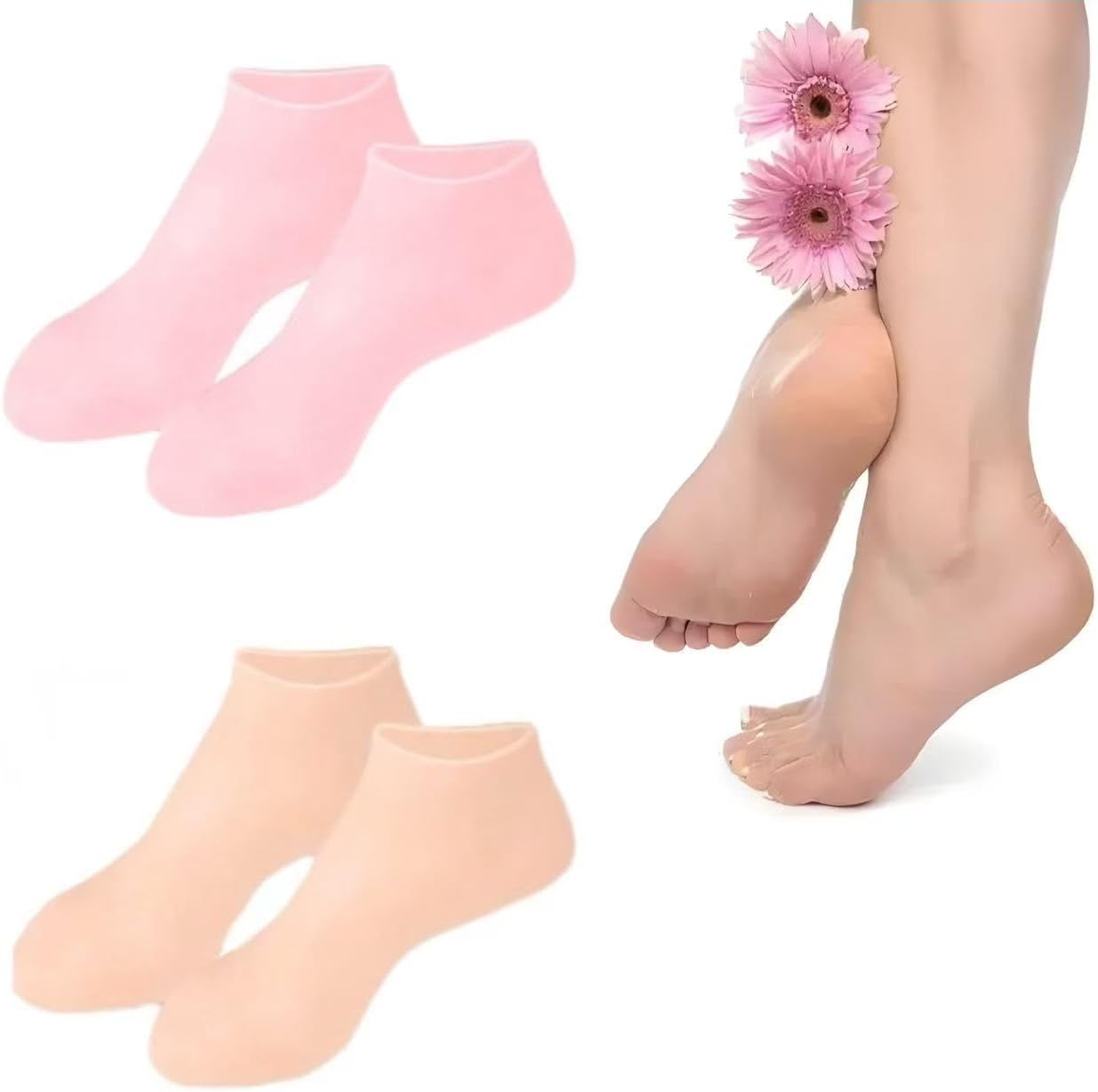 Amazon.com : 2 Pairs Silicone Socks for Dry Cracked Feet Women ...