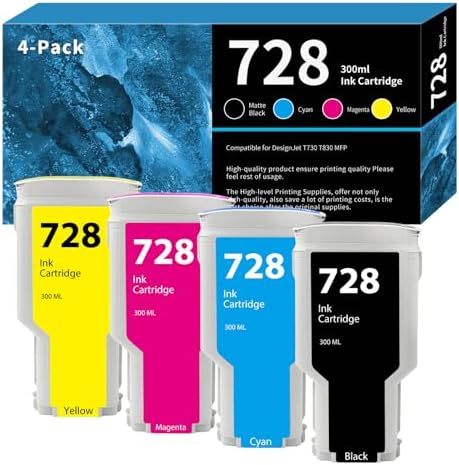 Amazon.com: 728 Ink Cartridge 4-Pack Replacement of HP 728 Ink ...