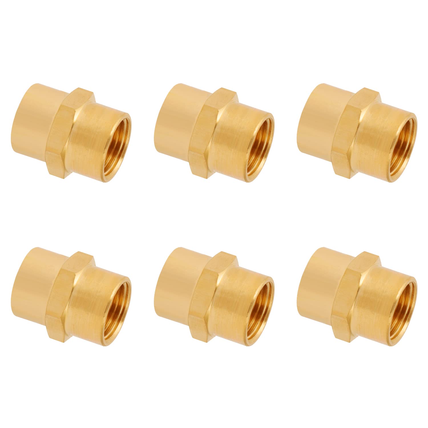 Snapklik.com : 6-Pack 3/8 Inch Female Hex Couplings, 3/8 NPT Female ...