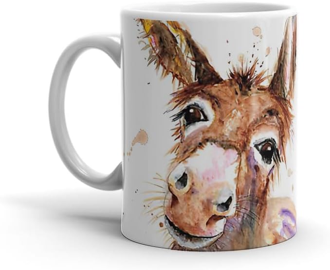 Amazon.com: Ceramic Coffee White Mug Donkey Home Wedding Face Safe 15 ...