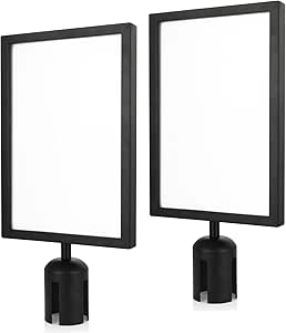 Amazon.com: SHUESS 2 Pack Black Stanchion Sign Holder Frame, Double ...
