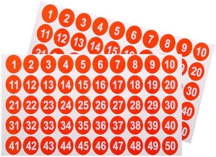 sourcing map 2 Sheets Round Number Stickers, 1-50 Vinyl Consecutive ...
