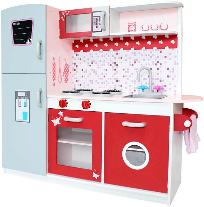 KEEZI Kids Kitchen Set 8 in 1 Pretend Play Food Playset Wooden Toys Mud ...