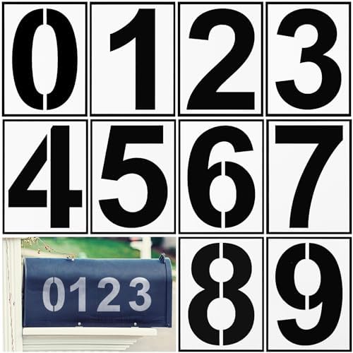 Gjinxi 10pcs Reusable Plastic Number Stencils Set, 4 Inch Craft ...