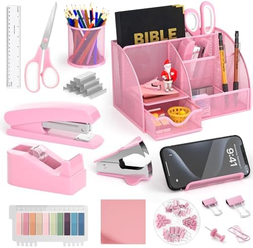 Amazon.com : Nicpro 12 PCS Pink Desk Organizer and Accessories, Pink ...