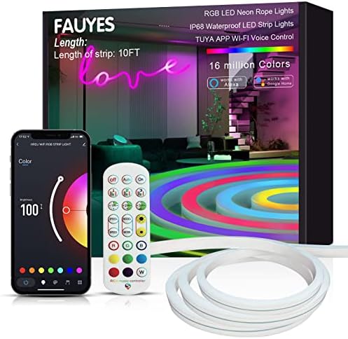 Amazon.com: FAUYES Neon Rope Lights, 10FT RGB Neon Strip Lights ...