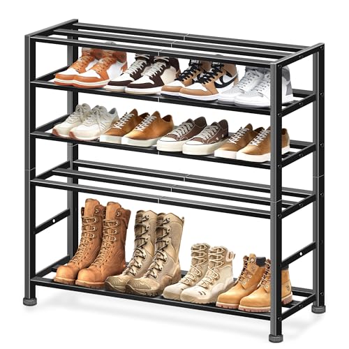 KEETDY 5-Tier Heavy Duty Shoe Rack for Garage Entryway, Stackable ...