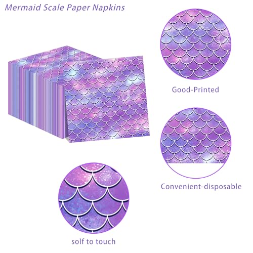 40Pcs Mermaid Scales Paper Napkins Mermaid Scales Disposable Party ...