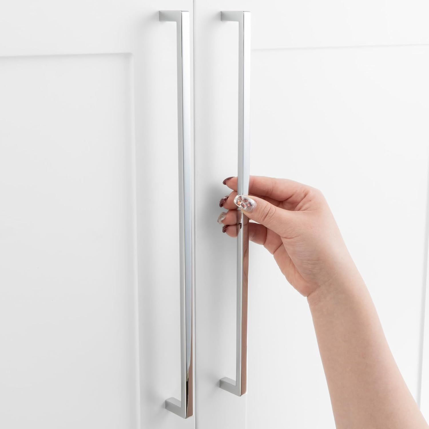 ASKANO Pack of 5, 12-5/8 Inch Hole Centers, Polished Chrome Square Bar ...