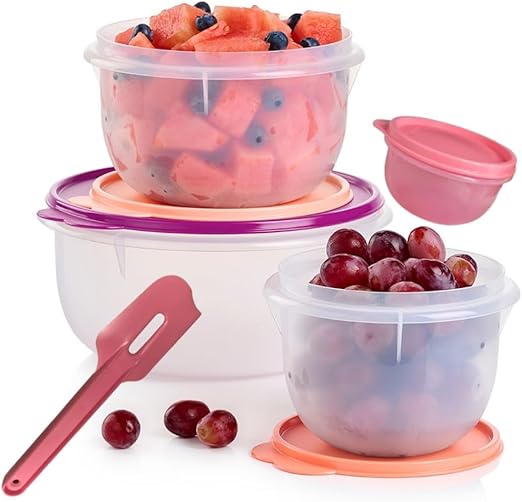 Amazon.com: Tupperware Mixing Bowl Set with Paddle Spatula in Purple ...