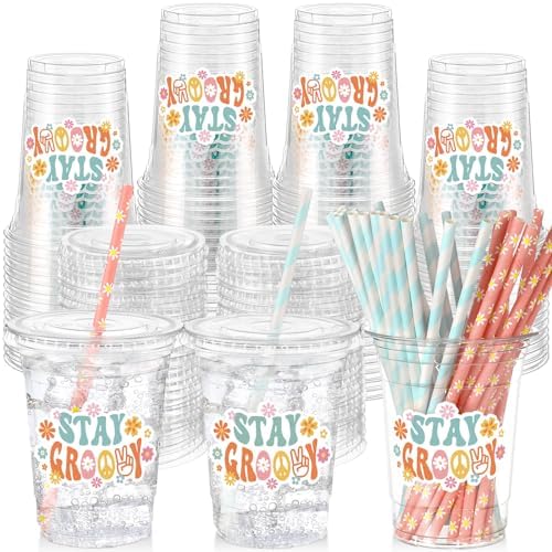 Amazon.com: 150 Pack Groovy Party Plastic Cups Boho Retro Hippie ...