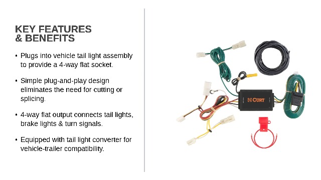 Curt Custom Wiring Harness CURT 56106 Vehicle-Side Custom 4-Pin Trailer ...