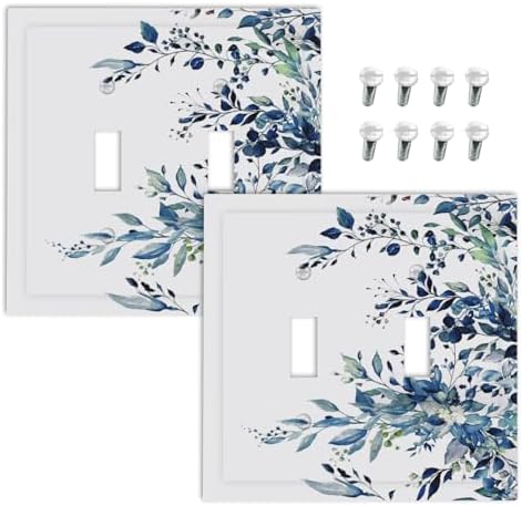 Lolreai Decorative Light Switch Cover Blue Eucalyptus Watercolor Floral ...