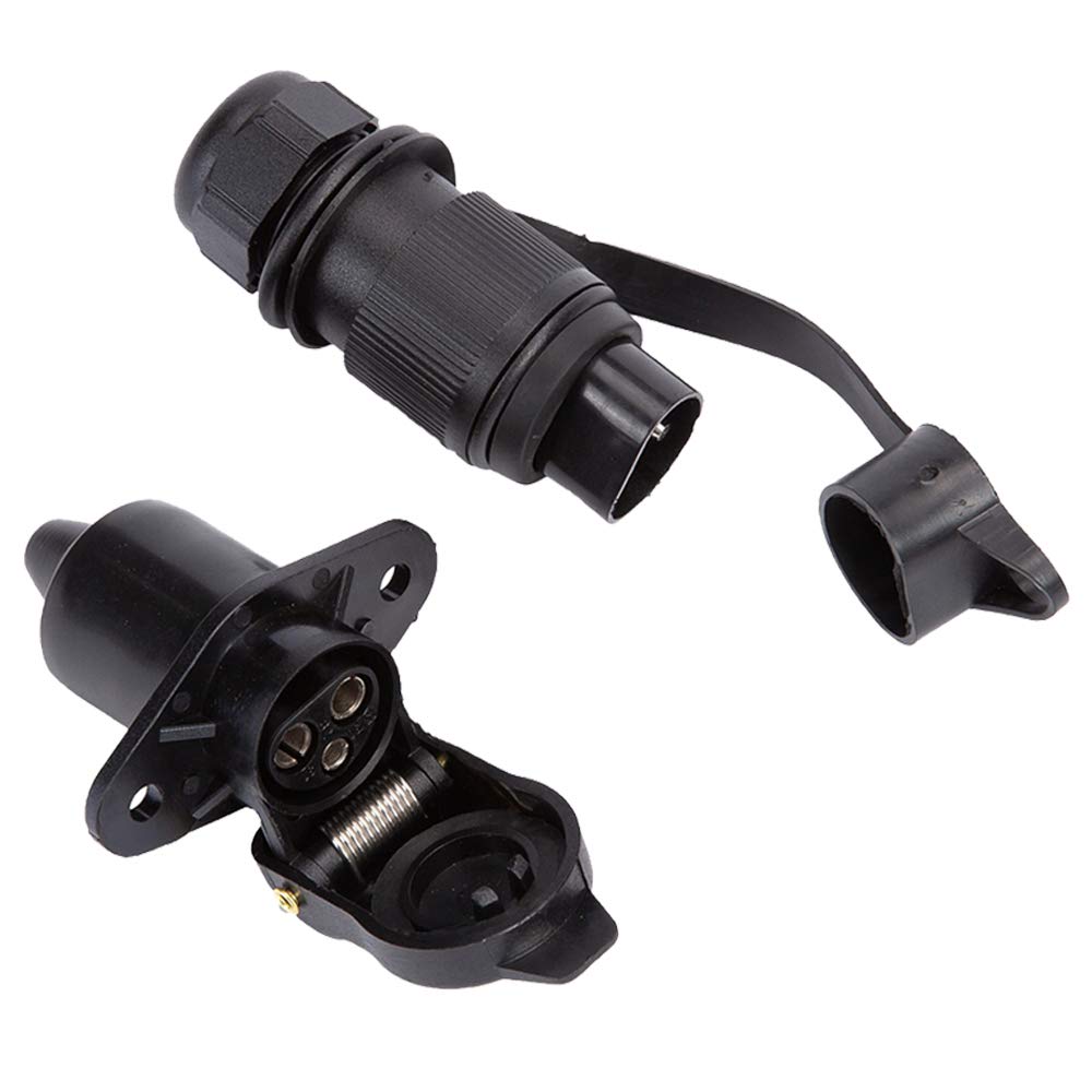 Buy Yuanjoy Tractor 3 Pin Plug Socket Kit, 12v Trailer 3 Pole Towing ...
