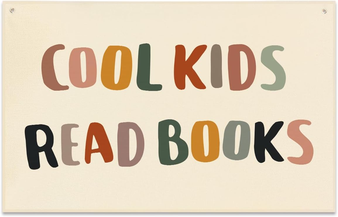 Amazon.com: Cool Kids Read Books Banner Playroom Decor 21 in x 33 in ...