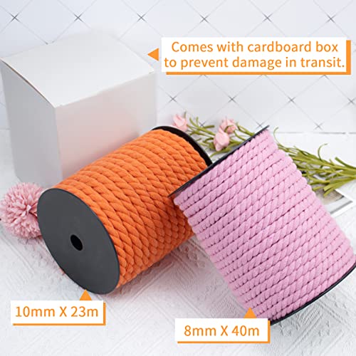 LEREATI 8mm Macrame Cord, 131 Feet Thick Macrame Rope Yarn Natural ...