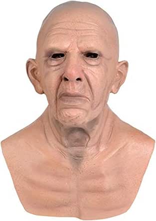 Amazon.com: wvulxlu Halloween Realistic Old Man Mask Scary Latex Full ...