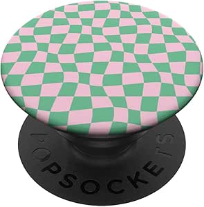 Amazon.com: Pink and Green Wavy Checkered Checker Checkerboard Aesthetic PopSockets Adhesive ...