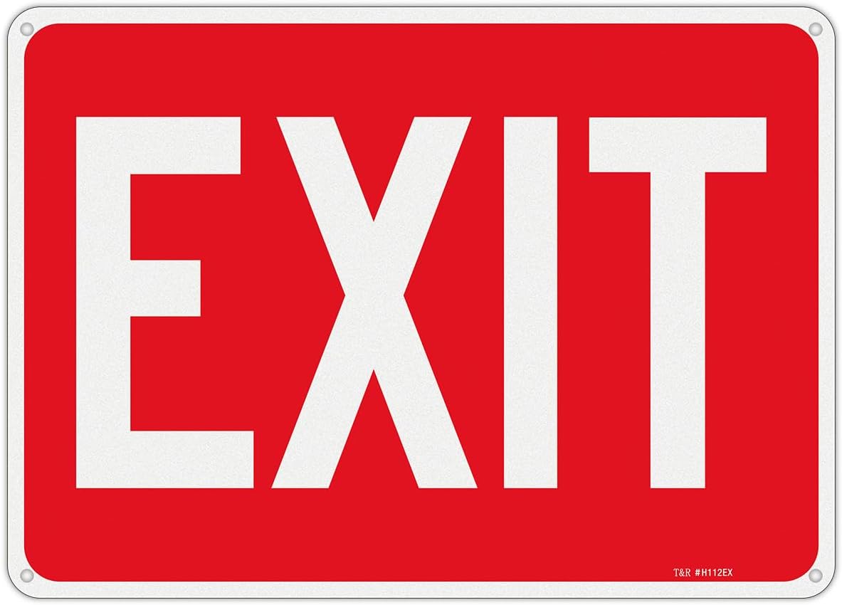 Amazon.com: T&R Large Exit Sign - 14 x 10 Inches Rust Free .040 ...