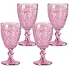 Amazon.com | abrwyy Pink Wine Glasses set of 4, Pink Goblets, Vintage ...