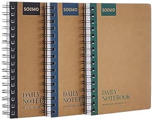Amazon Brand - Solimo Notebooks, Spiral-Bound, Kraft Cover, Lightweight, Pleasing Designs (A5 ...